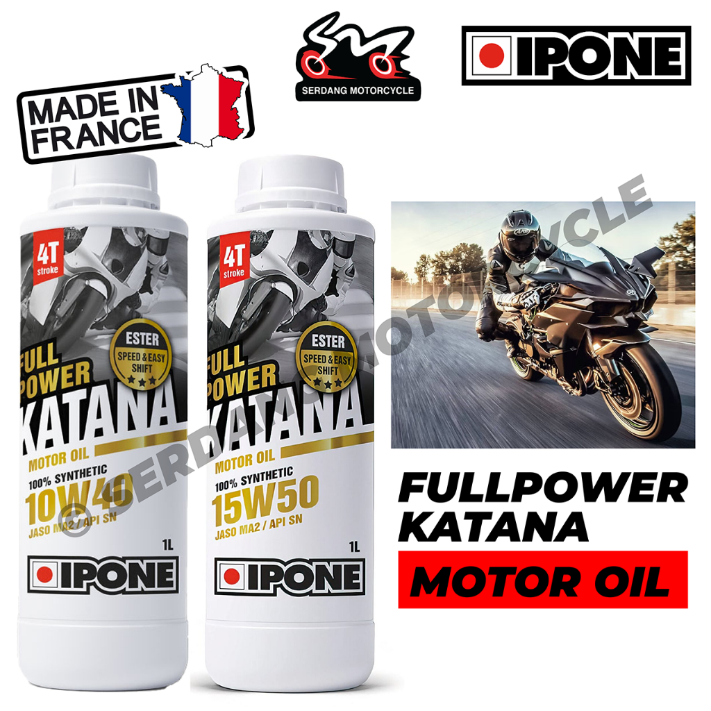 IPONE Full Power Katana Fully Synthetic Motorcycle Engine Oil 10W40 ...