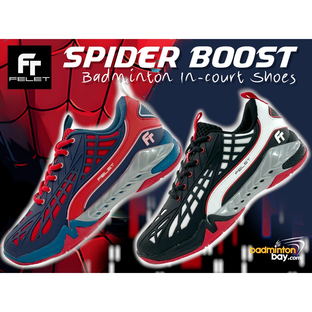 Felet Spider Boost Black Badminton Indoor Court Shoes | Shopee Malaysia