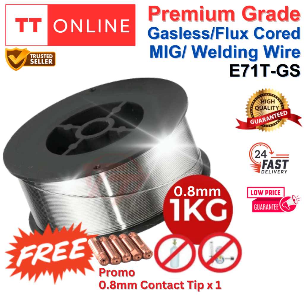 1kg 0.8mm Gasless Mig Wire Flux Cored Wire Welding Wire (PREMIUM GRADE, E71T-GS) Tanpa Gas Kawat ...