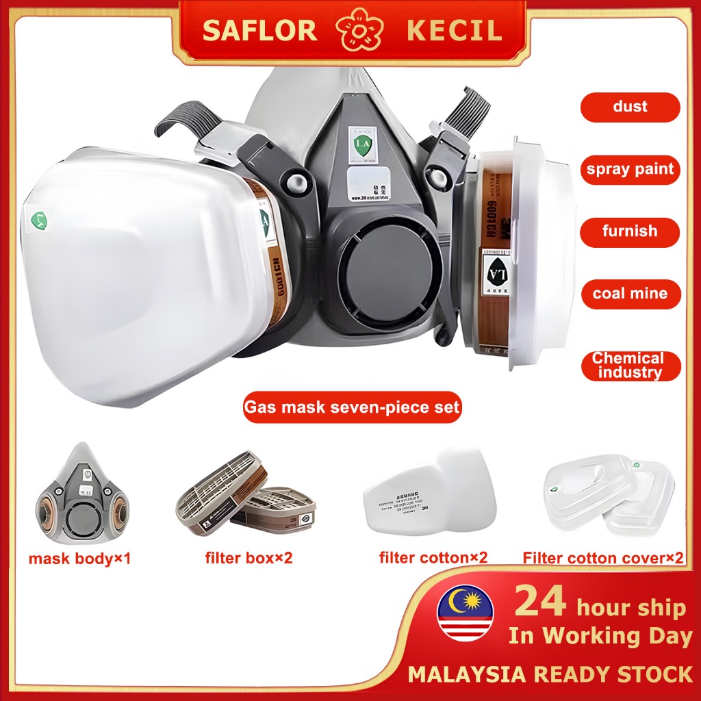 7in1 N95 Grade Anti Gas Anti Poison Mask Half Face Safety Respirator ...
