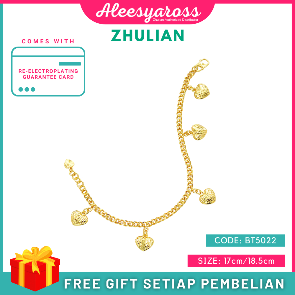 ZHULIAN Rantai Tangan BT5022 Rantai Tapak Gajah Kecil Gold Plated Emas ...
