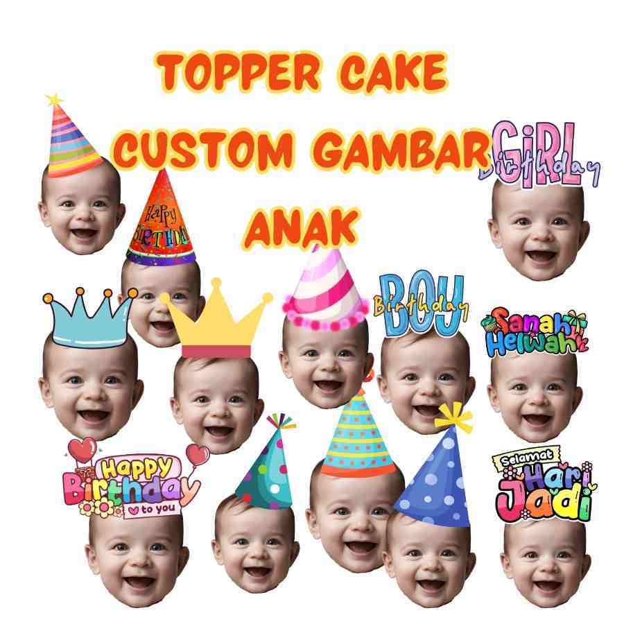 26pcs FACE TOPPER CAKE COMEL, BOLEH CUSTOM MUKA ANAK | Shopee Malaysia