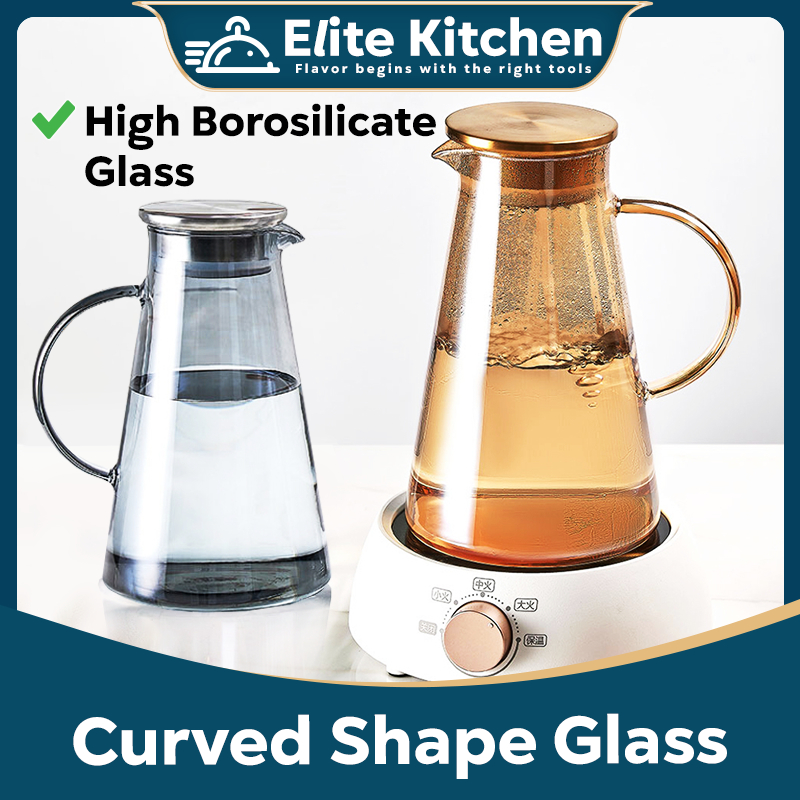 Elite Kitchen - Borosilicate Glass Teapot Hot Cold Water Kettle Jug Air ...