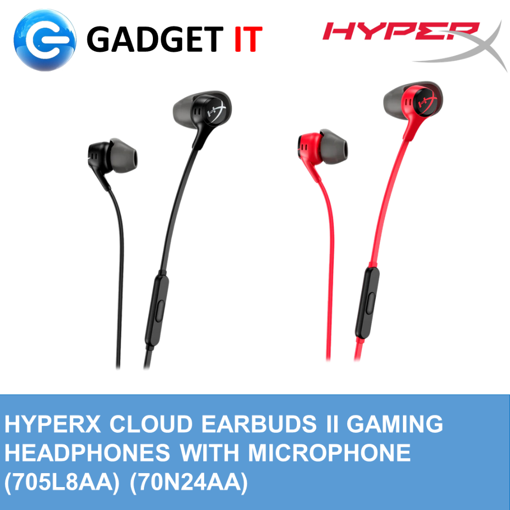 HYPERX CLOUD EARBUDS II GAMING HEADPHONES WITH MICROPHONE (705L8AA ...