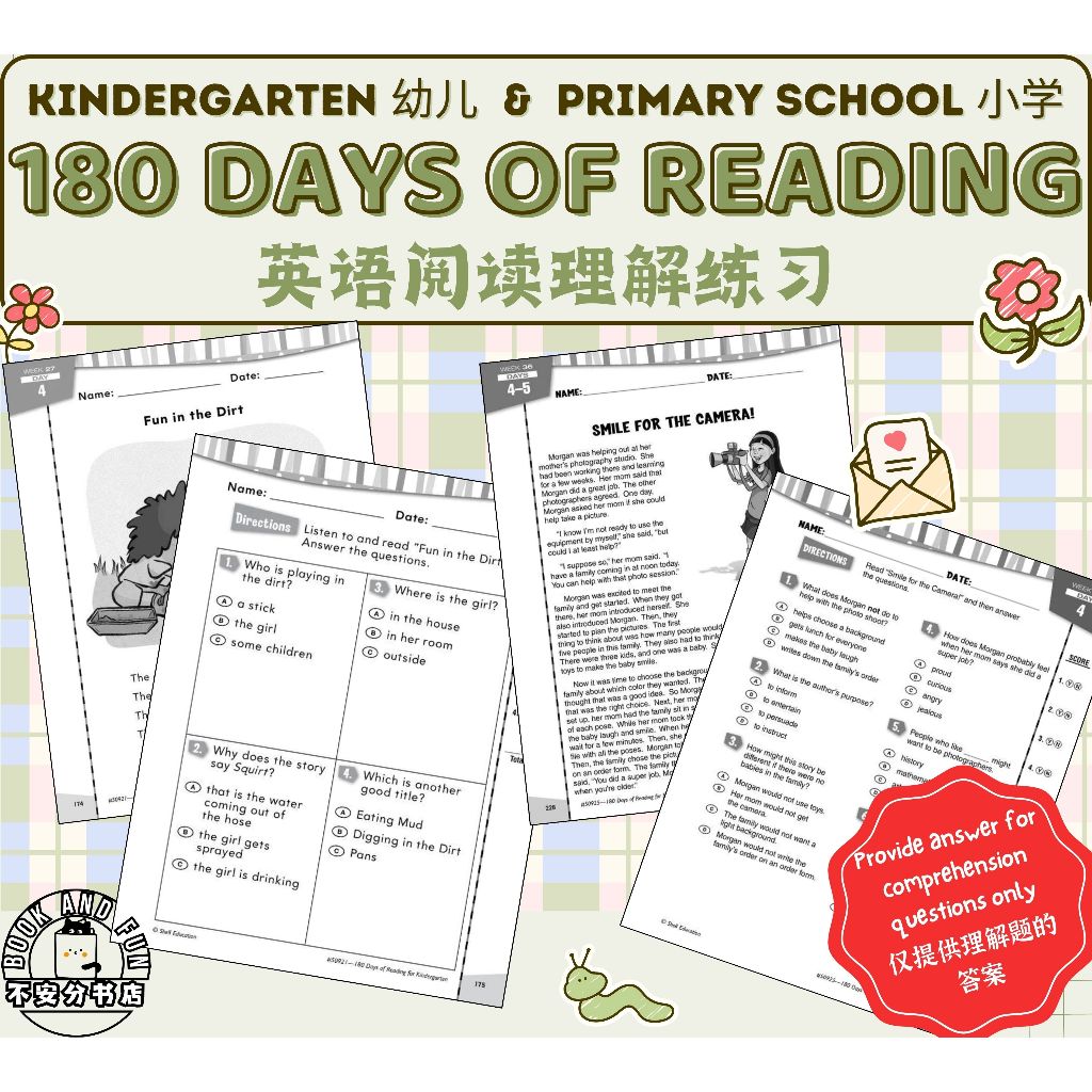 (PDF) English Workbook 180 Days of READING Grade K to 6 Kindergarten ...