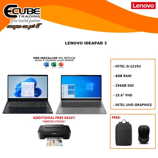Lenovo IdeaPad 3 15IAU7 ( i3-1215U, 8GB RAM, 256GB SSD, Intel UHD ...