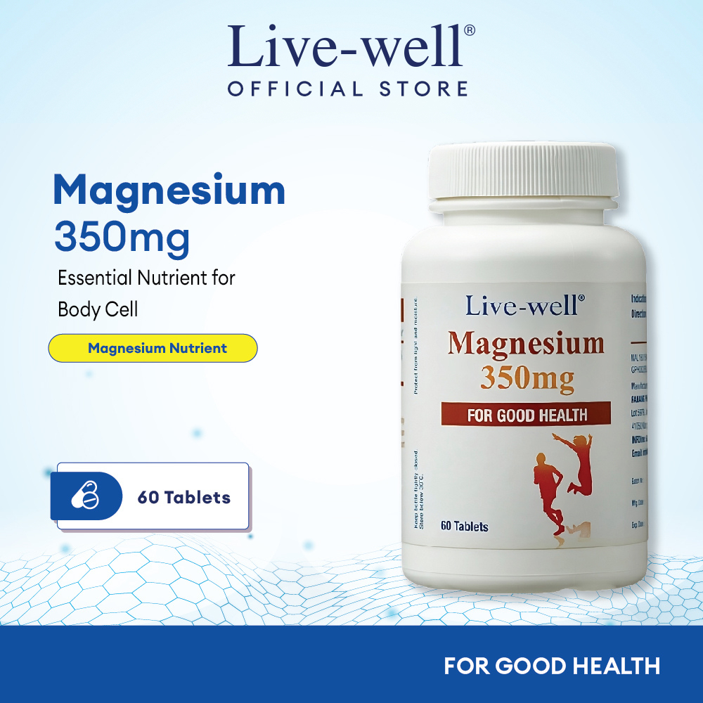 Live-well Magnesium 350mg Supplement Health Booster Energy Maintain ...