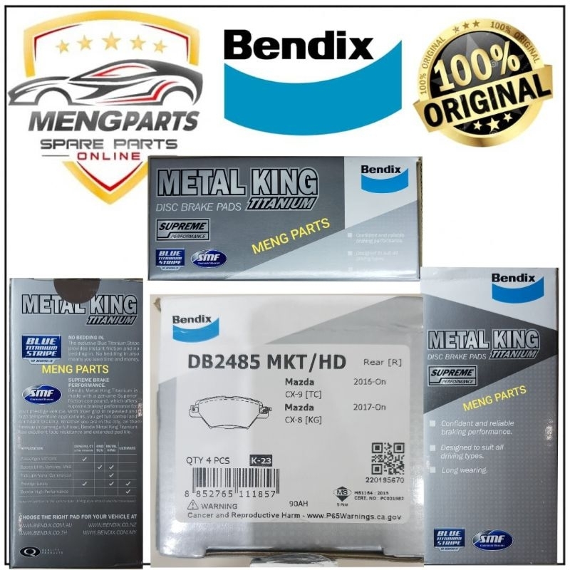 ORIGINAL BENDIX MAZDA CX8 2017Y UP & CX9 2016Y UP REAR BRAKE PAD ...
