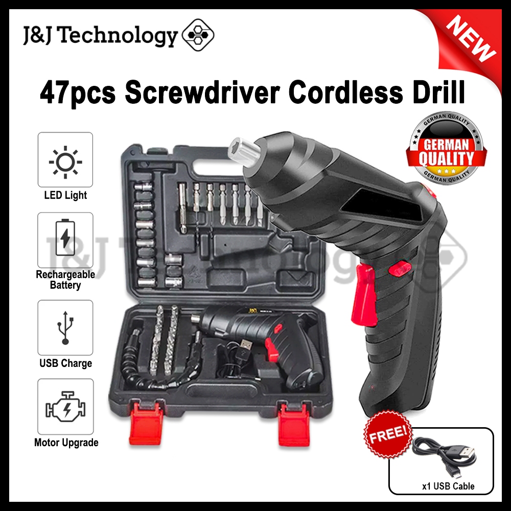 JNJ Technology 47pcs 3.6V Cordless Electric Screwdriver Drill ...