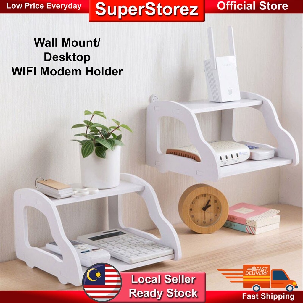 Modem WIFI Holder Rack Wall Mount Hollow Double Layer Office Organizer ...