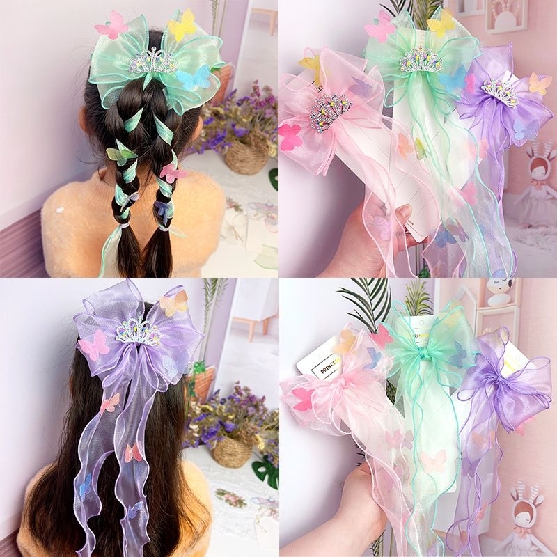 LZ Reben Klip Rambut Budak Rama-rama Children Kids Princess Tiara Crown ...