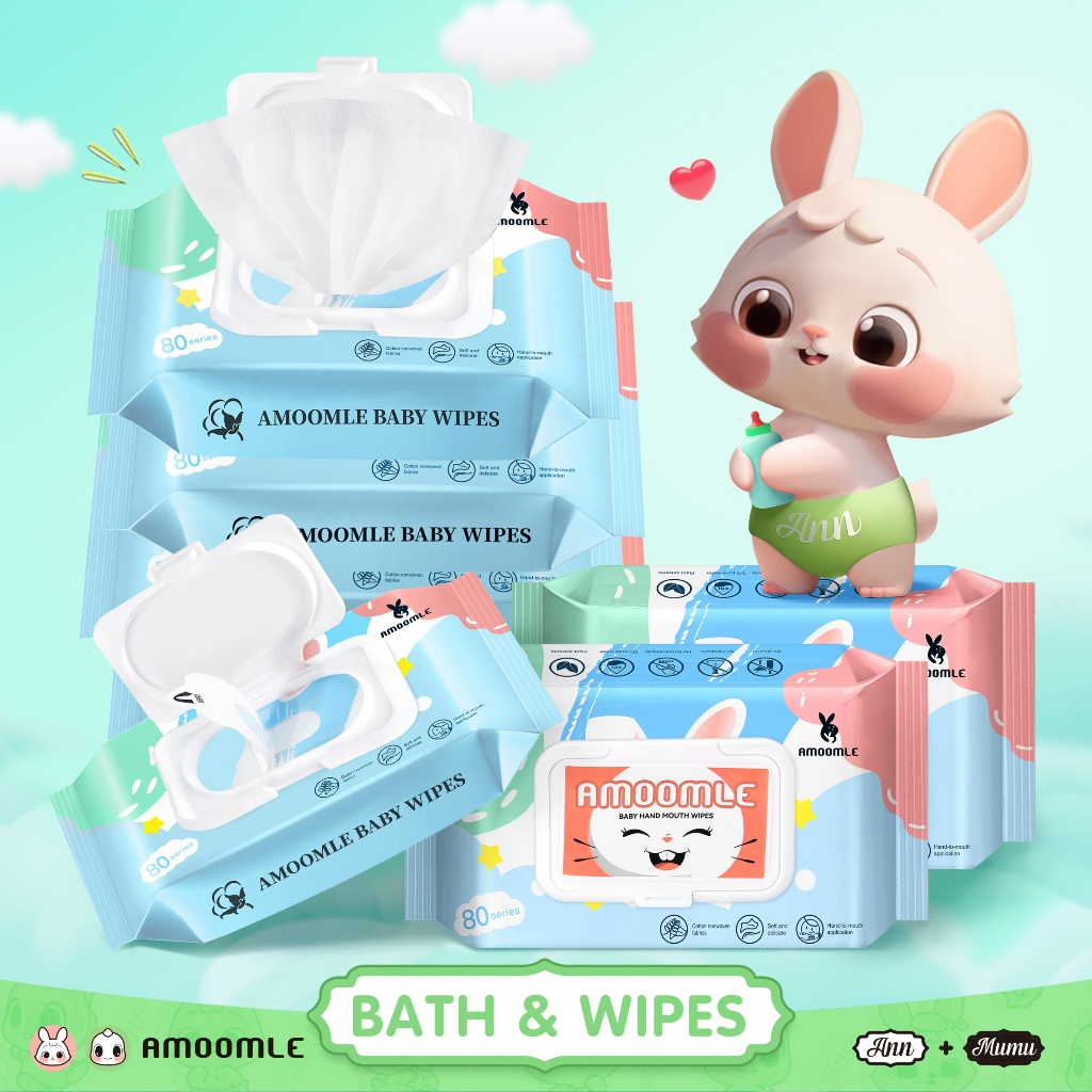 Premium Baby Wipes Tissue (80Pcs/Pack) - (Non-Alcohol, Parabens Free ...