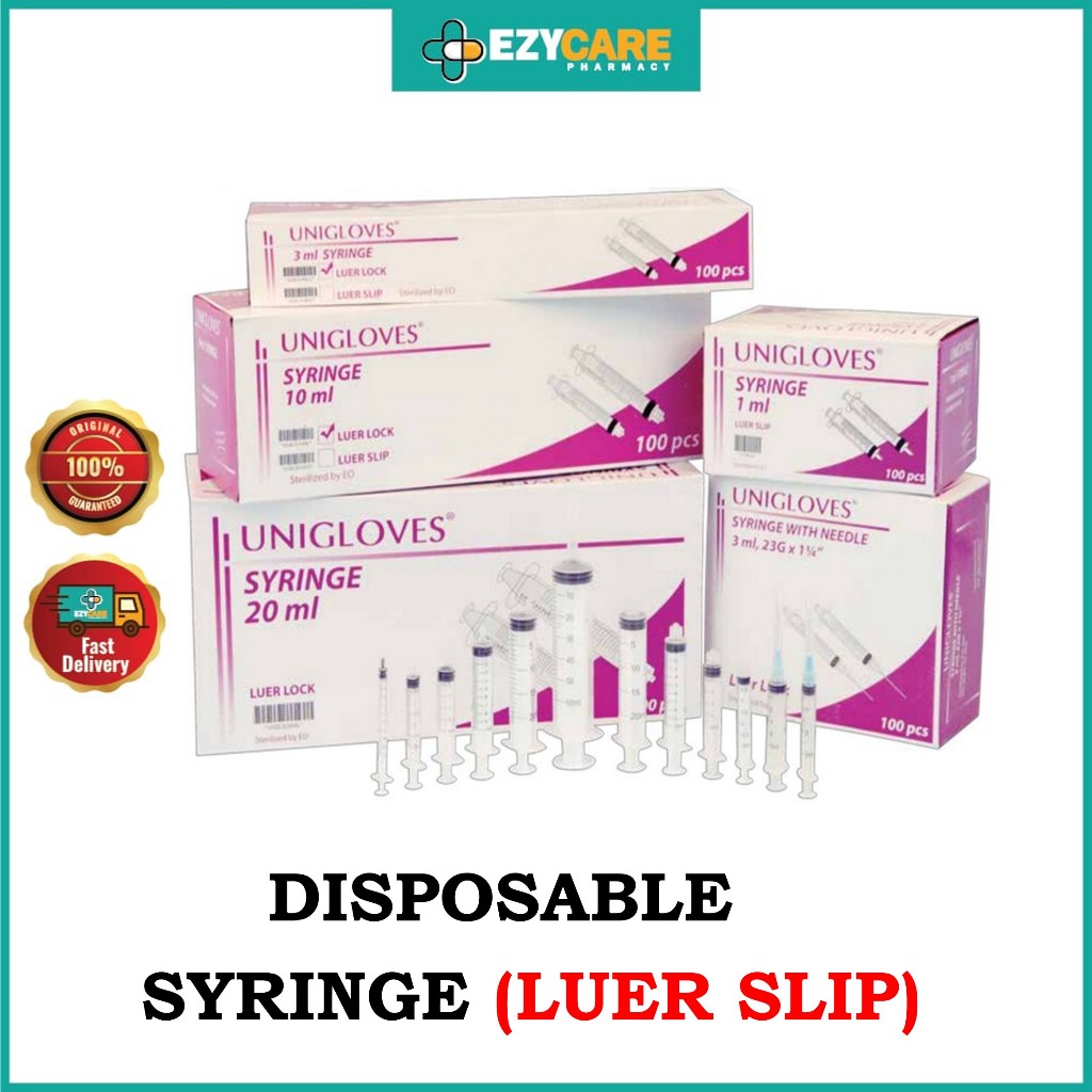 Disposable Syringe Luer Slip [3ML / 5ML / 10ML / 20ML / 60ML] | Shopee ...