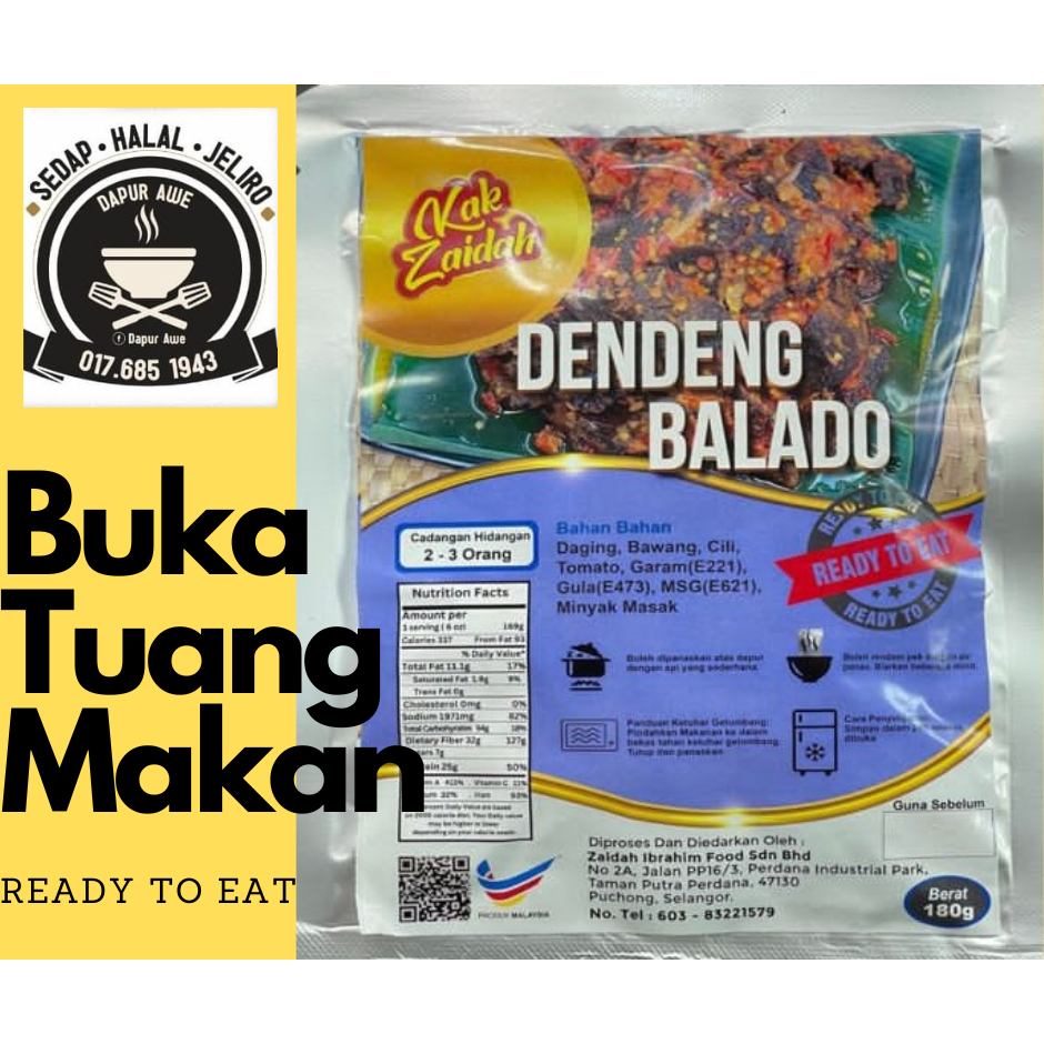 Kak Zaidah Dendeng Balado sedia dimakan RTE daging lembut berjus pek ...