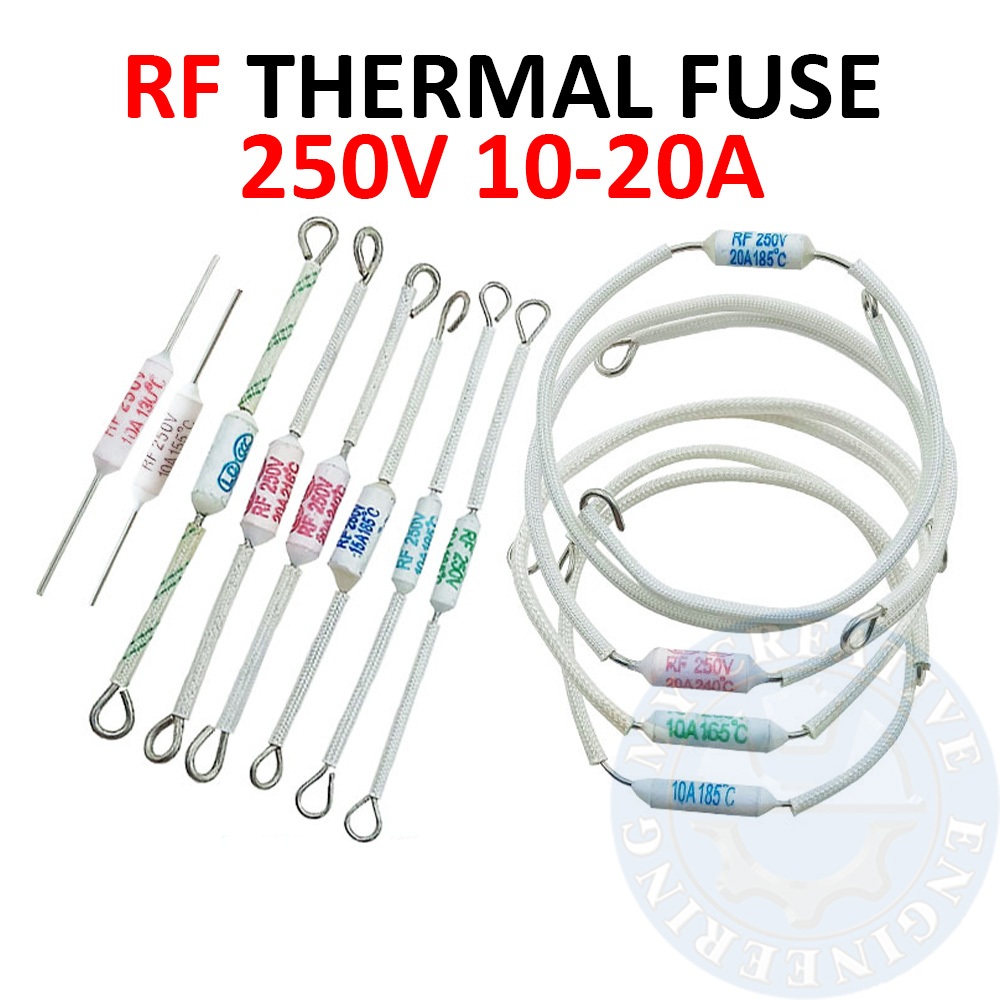RF Thermal Fuse 250V 10A 15A 20A Ceramic Temperature Cutoff 130~240°C Length 50~300MM Rice ...