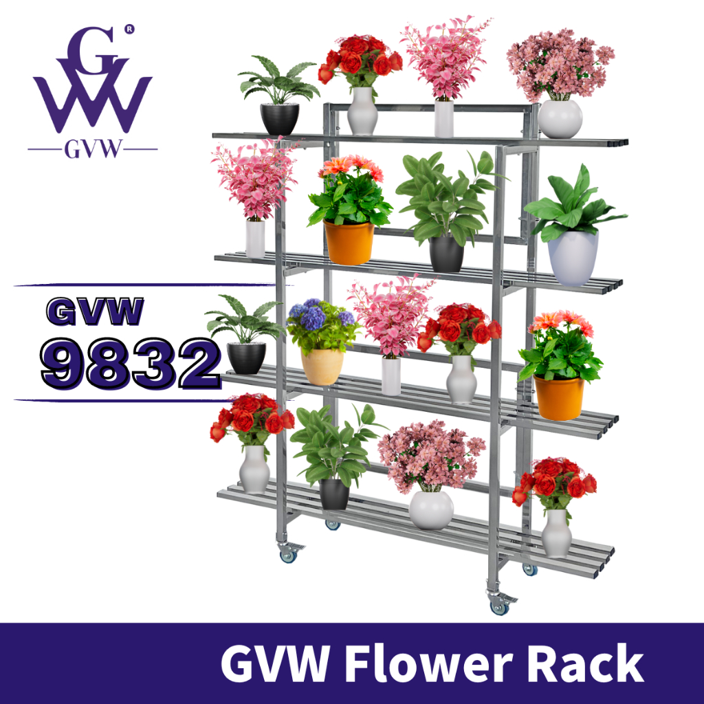HOMEBY Rak Bunga Bertingkat Flower Rack Stainless Steel Rack Garden ...