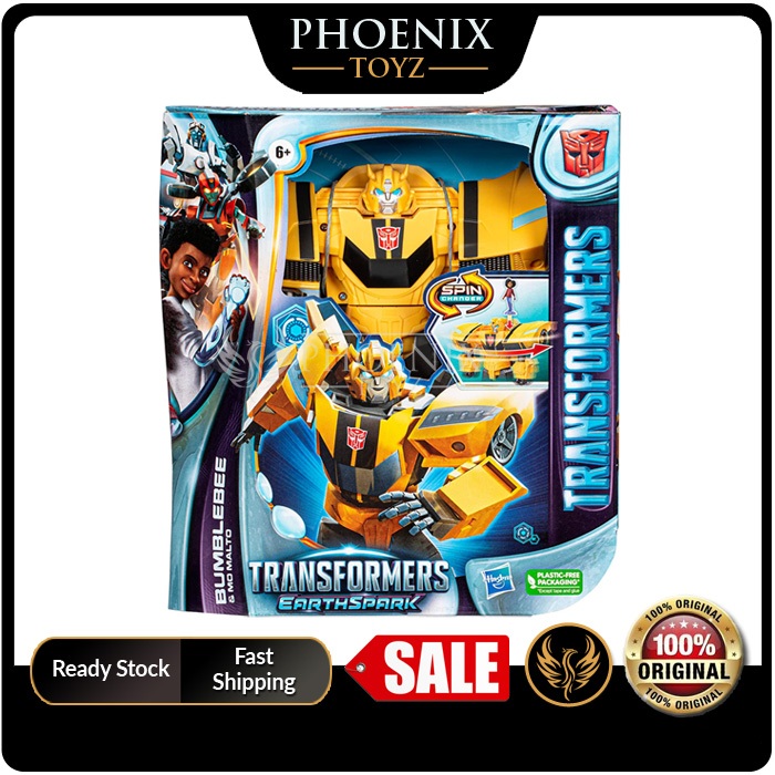 [PhoenixToyz] 100% HASBRO Transformers Toys EarthSpark Spin Changer Bumblebee 8-Inch with Mo ...