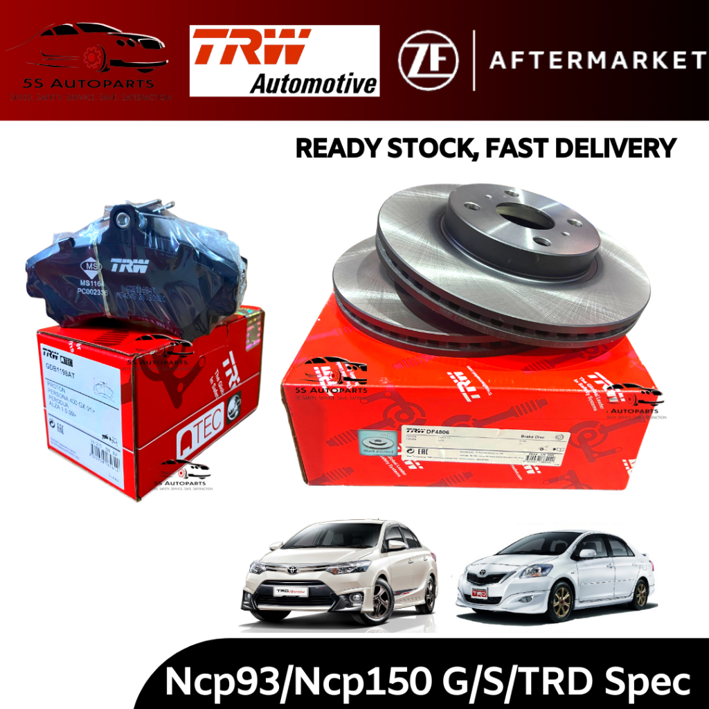 TRW Toyota Vios NCP93, NCP150 G/S/TRD Spec Rear (Belakang) Disc Rotor ...
