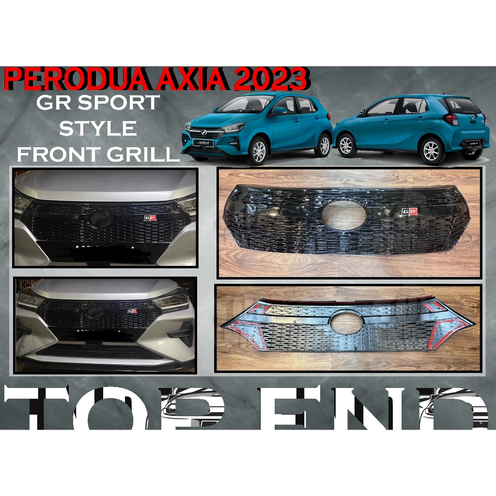 PERODUA AXIA 2023 FRONT GRILL MESH DESIGN GR SPORT LOGO MATERIAL ABS ...