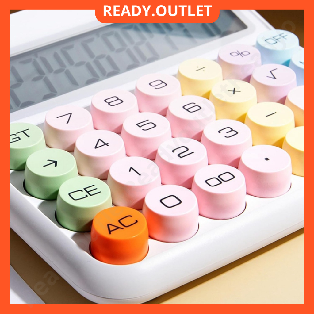 12 Digits Calculator Large Display Candy Color Mechanical Dot Keyboard ...