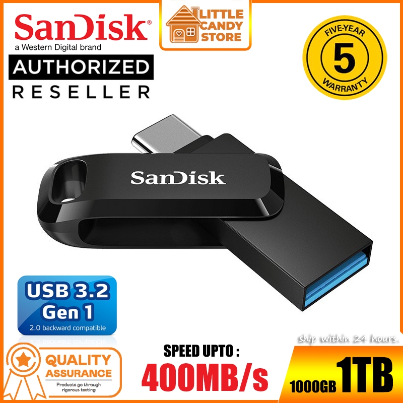 SanDisk Dual Drive Go 400MB/s (1TB/512GB/256GB) Type-C USB 3.2 Gen1 OTG ...