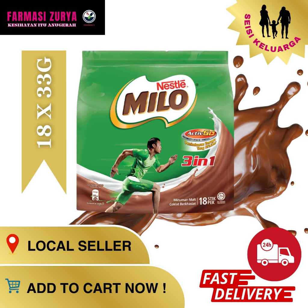 Nestle MILO 3 in 1 Activ-Go (33g x 18s) | Shopee Malaysia