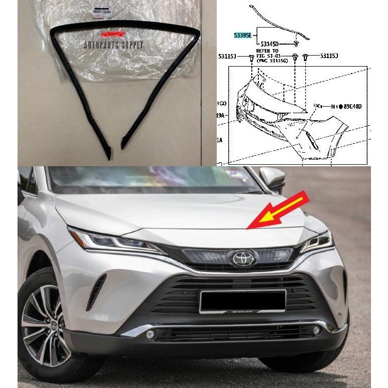ORIGINAL TOYOTA HARRIER XU80 2020 - 2023 FRONT GRILLE TOP RUBBER FRONT ...