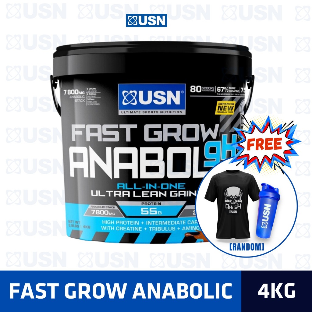 (4kg) USN Fast Grow Anabolic Lean Weight Gainer Mass Protein Powder ...