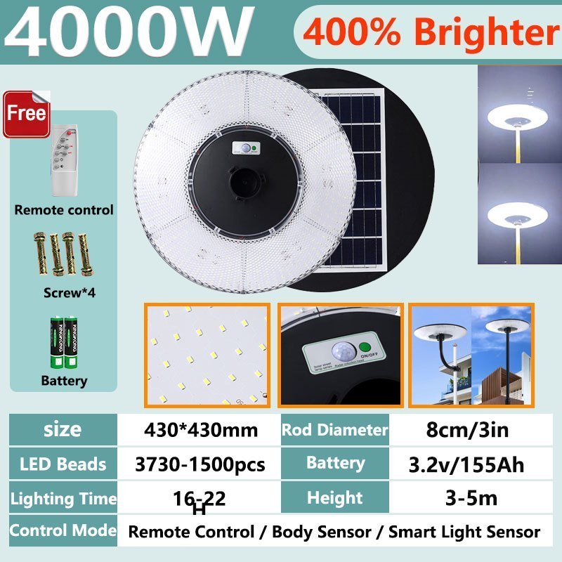 Lampu solar outdoor waterproof 8000W UFO solar light outdoor lighting IP67 Motion sensing solar ...