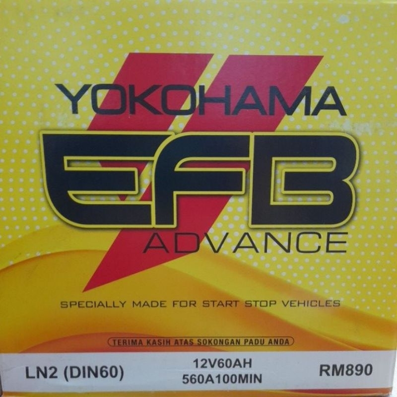 LN2 (DIN60) YOKOHAMA EFB ADVANCE BATERI KERETA CAR BATTERY | Shopee Malaysia