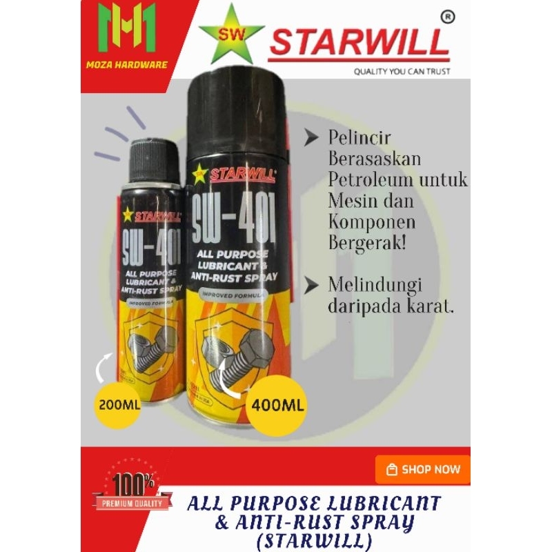 SW-401 All Purpose Lubricant & Anti-Rust Spray (STARWILL) | Shopee Malaysia