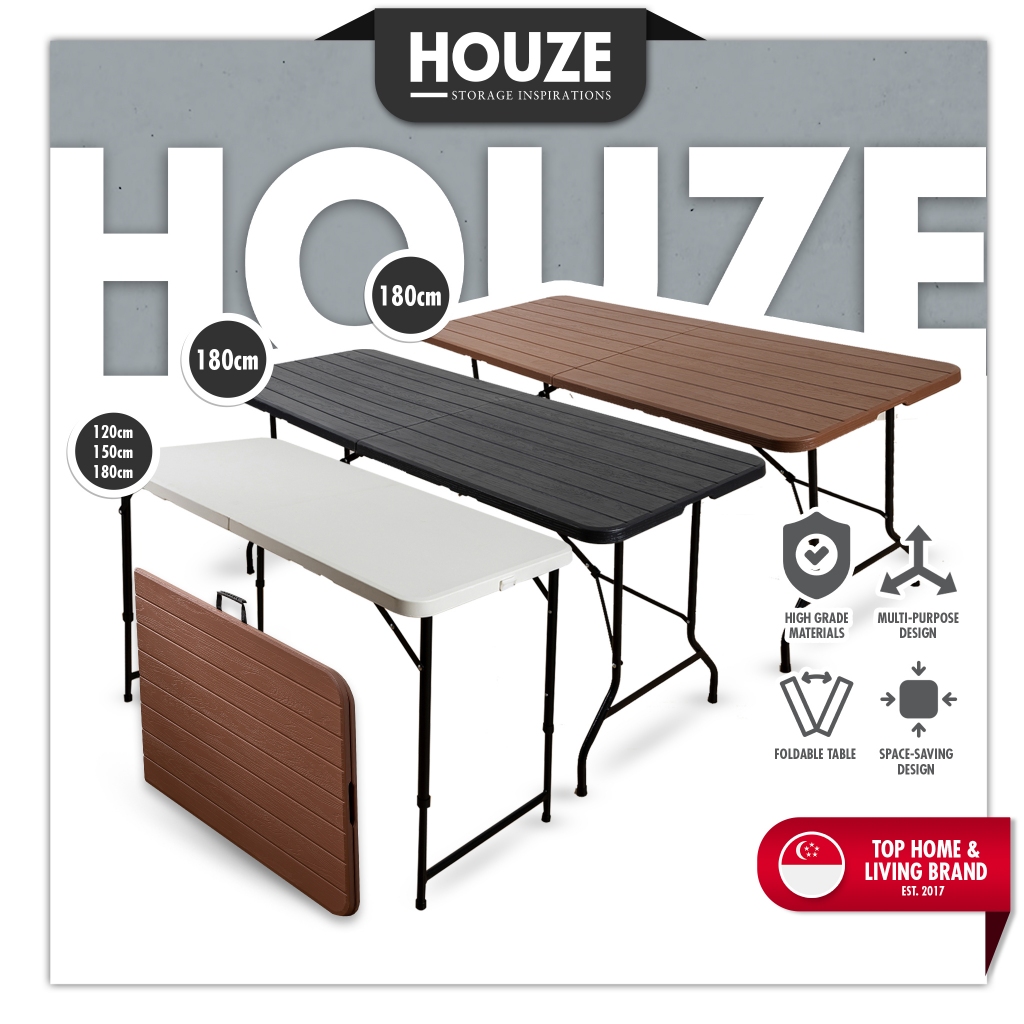 HOUZE - HDPE Folding Table with Black Legs | Shopee Malaysia