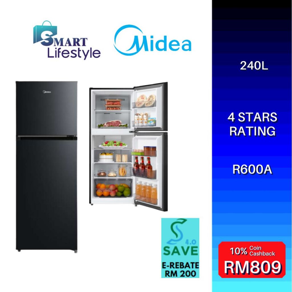 《Save 4.0》Midea 240L 2 Door Refrigerator - MDRT306MTB30 | Shopee Malaysia
