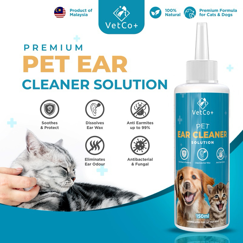 VetCo Premium Pet Ear Cleaner (150ml) - Cat & Dog Ear Hygiene Solution ...