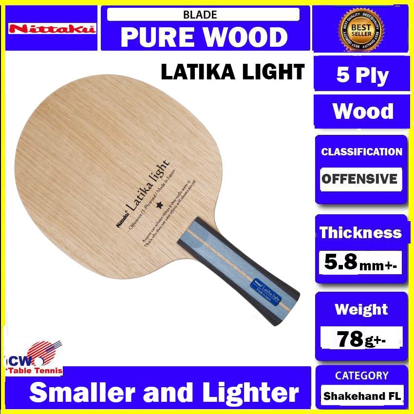 Nittaku Latika Light 5PLY PURE WOODEN BLADE TABLE TENNIS BAT PADDLE RACKET | Shopee Malaysia
