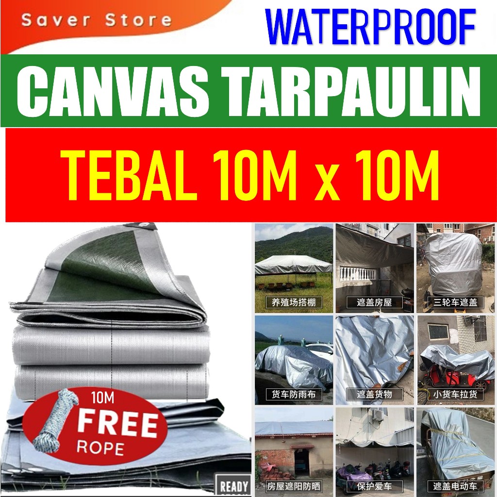 Sunscreen Tarp [10M x 10M] Tarpaulin Rainproof Cloth Waterproof ...