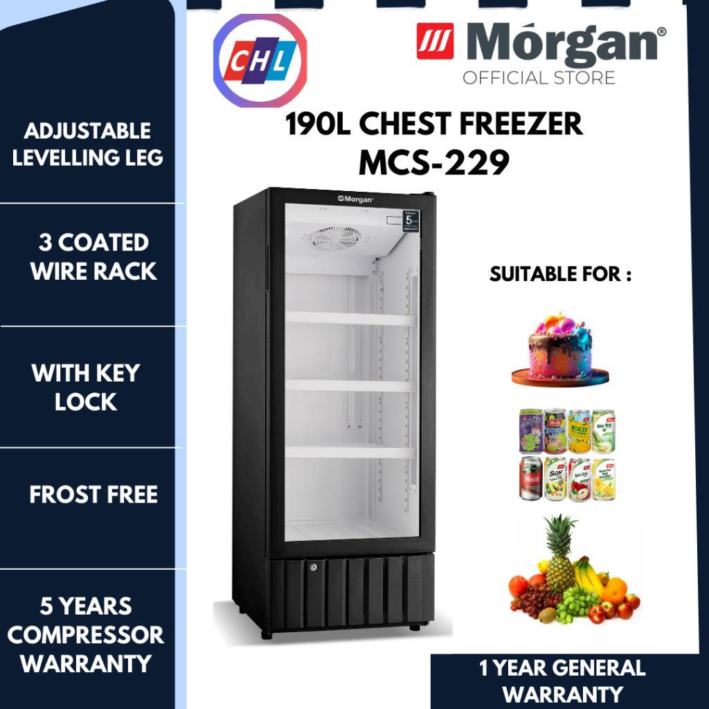 MORGAN [AUTHORISED DEALER] SINGLE DOOR SHOWCASE CHILLER MCS-229 (190L ...