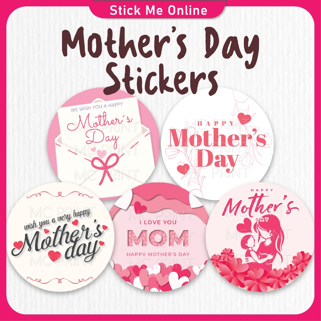 Ready Design Mother's Day / Hari Ibu 100pcs Stickers FAST PRINT ♾️Stick ...