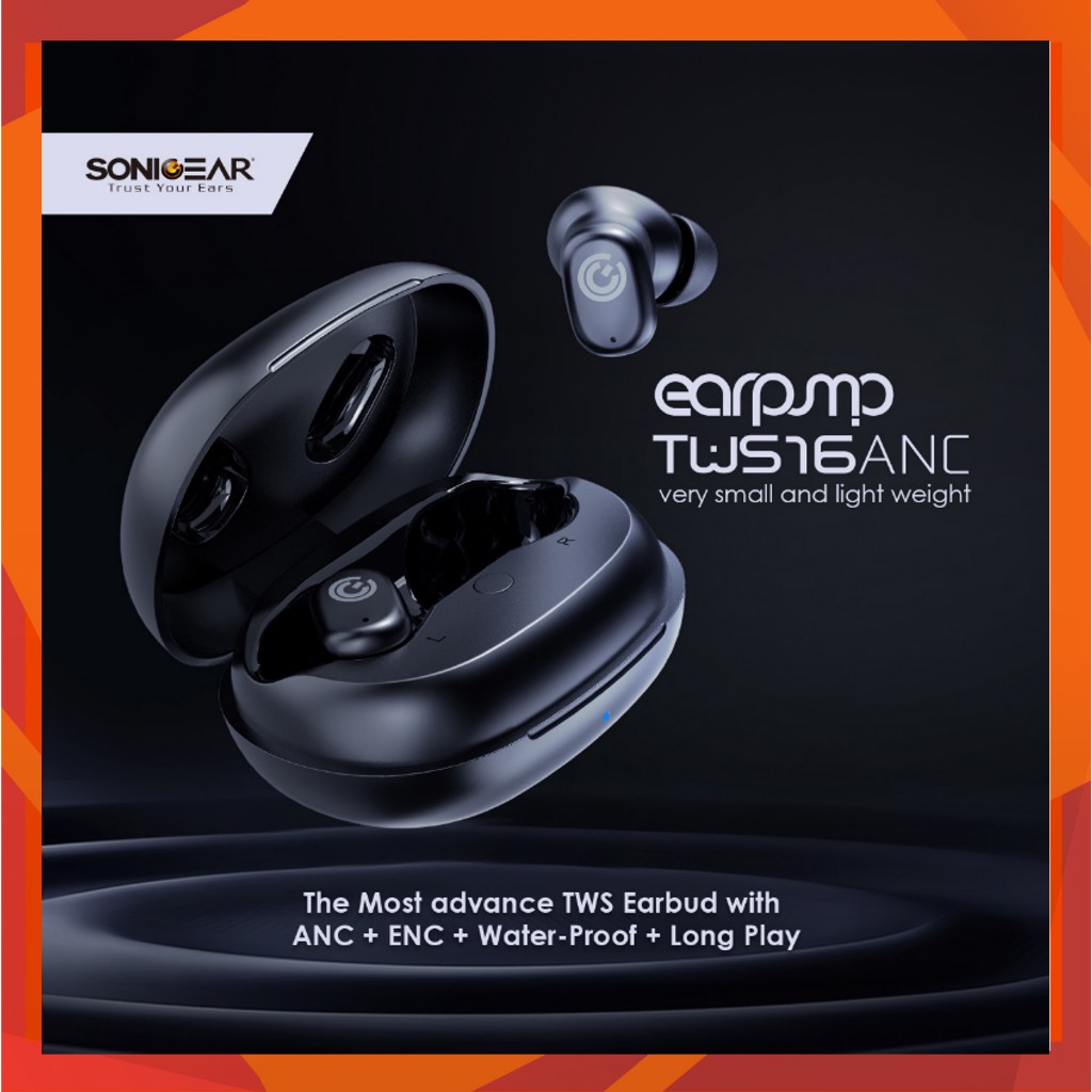 SONICGEAR TWS 16 ENC BLUETOOTH IPX 4 WIRELESS STEREO EARBUDS AAC & SBC/ ENC Active Noise ...