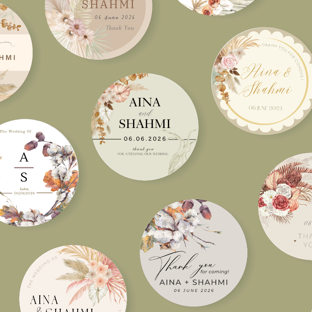 [2 HARI SIAP] Boho Style Thank You Sticker 5cm, Doorgift Label Sticker ...