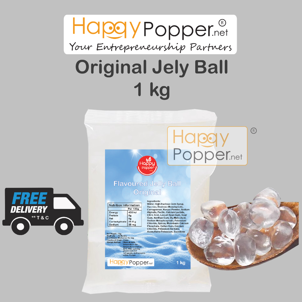 HAPPYPOPPER Original Jelly Ball 1Kg Boba Black Pearl 3Q Original Agar Pearl Jelly Ball Bubble ...