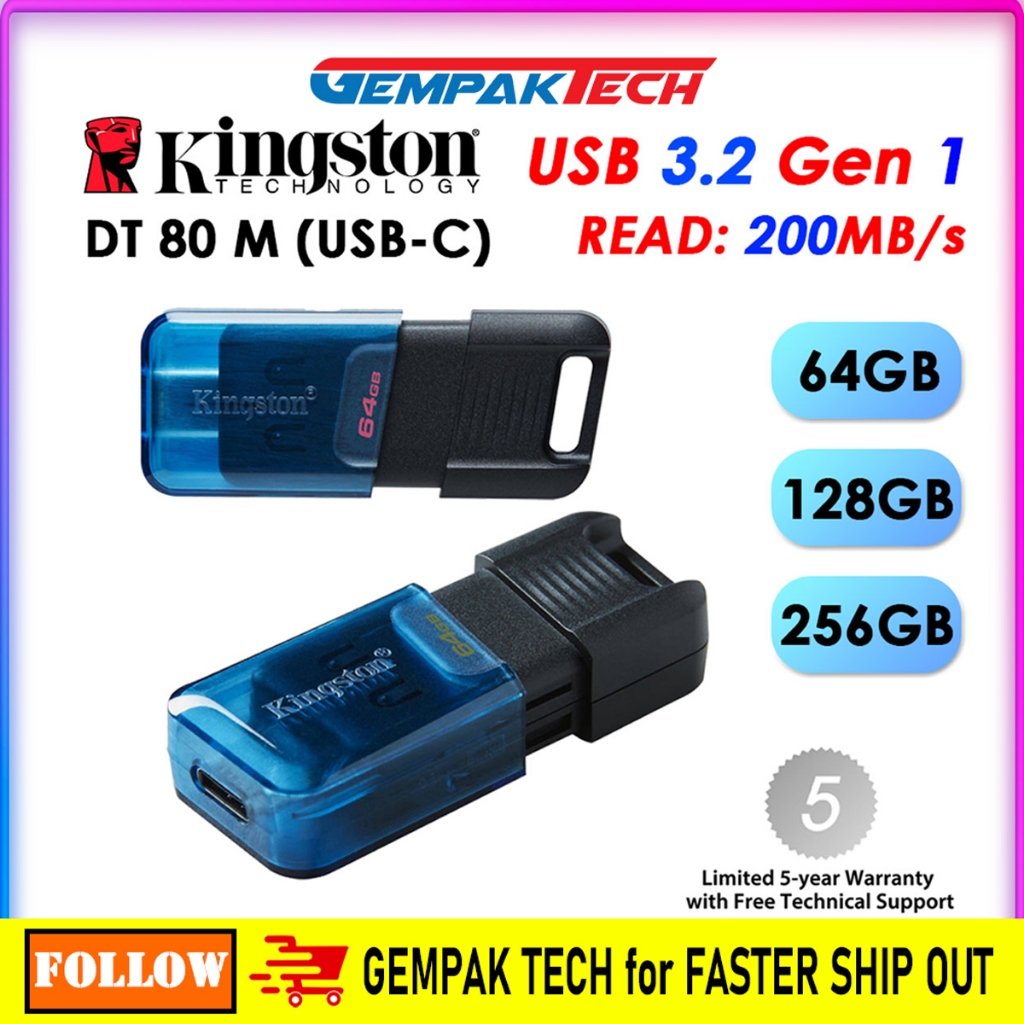 Kingston DataTraveler 80 M DT80M USB Flash Drive USB Type-C (64GB/128GB ...