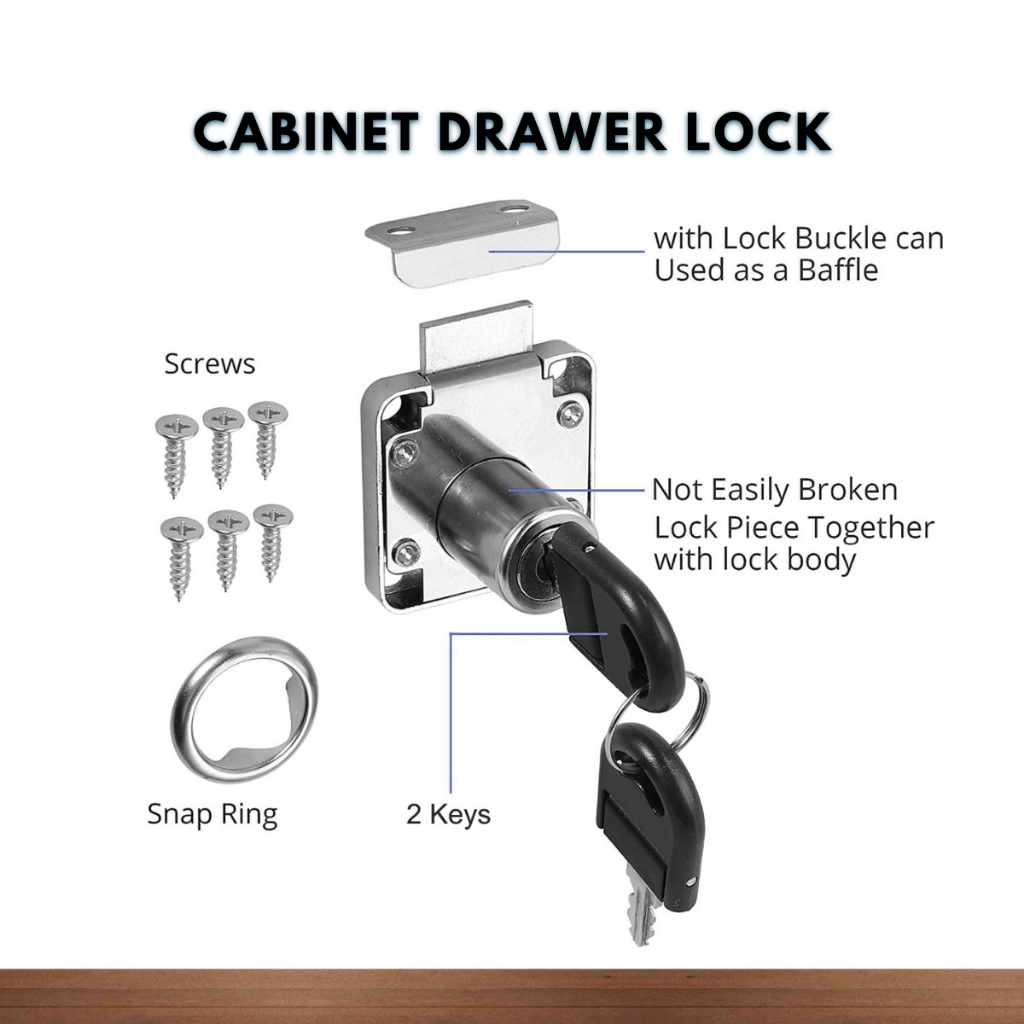 Cabinet Drawer Lock Square Security Drawer Lock Set Kunci Laci Lock ...