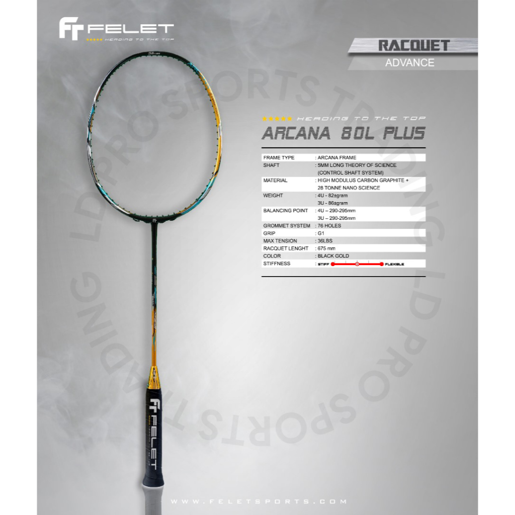 FELET Racket Arcana 80L 80S Plus (Free Stringing Service, Free Felet ...