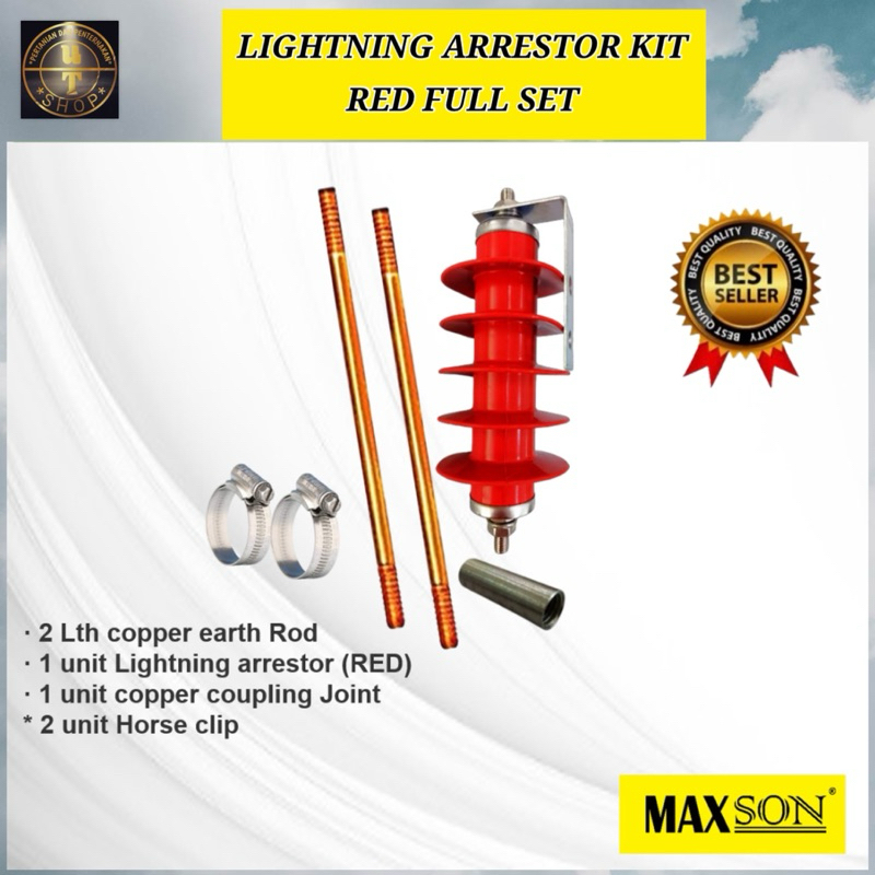 Lightning Arrestor Kit Red Full Set /Penebat Kilat | Shopee Malaysia