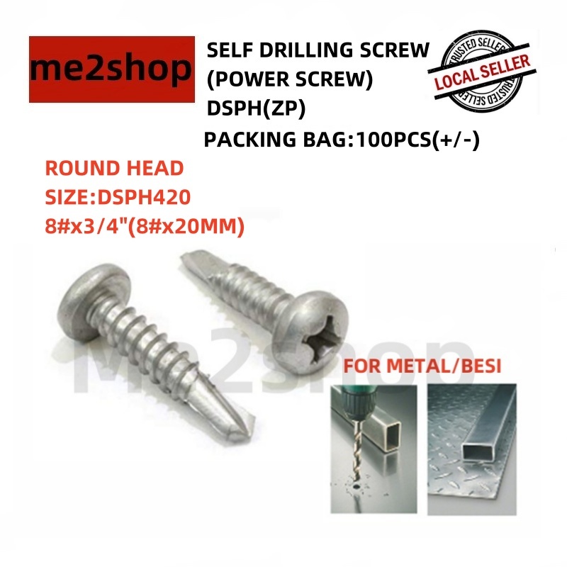 (100PCS) DSPH SELF DRILLING SCREW ROUND HEAD FOR METAL/POWER SCREW ...