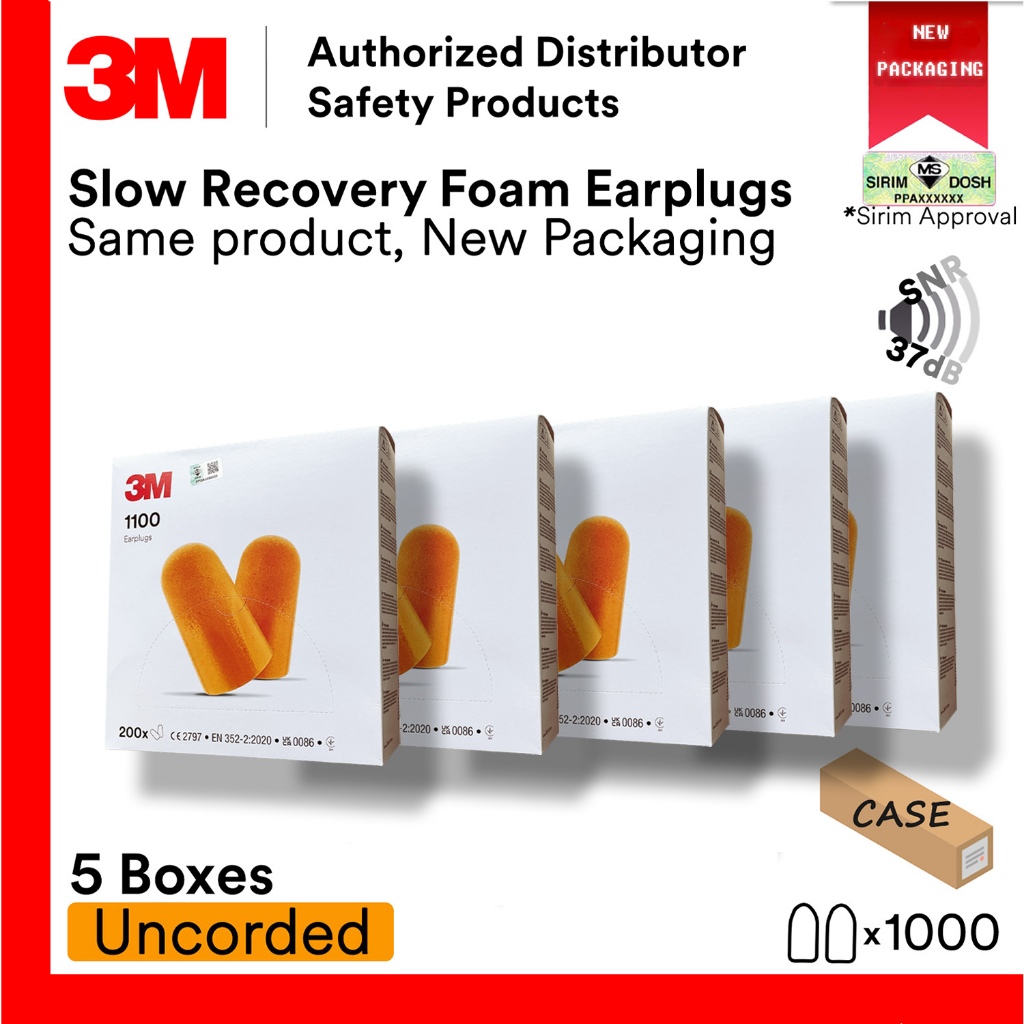 [Sell by Carton] 3M Earplug Uncorded 1100 Corde 1110 Soft Foam Earplugs ...