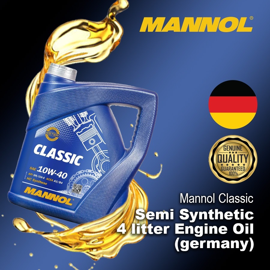 mannol Classic Semi Synthetic 4 Liter Engine Oil (Germany) | Shopee ...