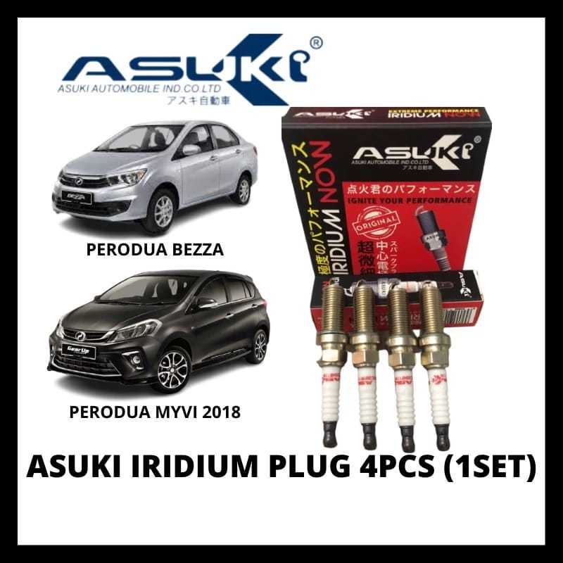 ASUKI Iridium Spark Plug- PERODUA MYVI D20 2018 1.5/ BEZZA 1.3 1SET ...