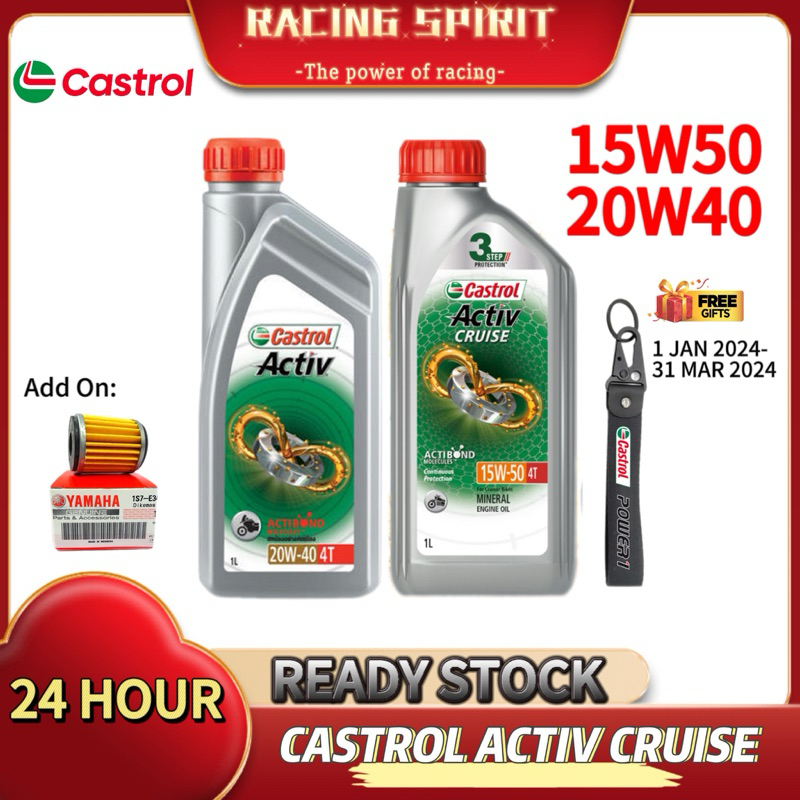 CASTROL ACTIV ACTIVE CRUISE 15W50 20W40 4T ENGINE OIL MINYAK HITAM ...